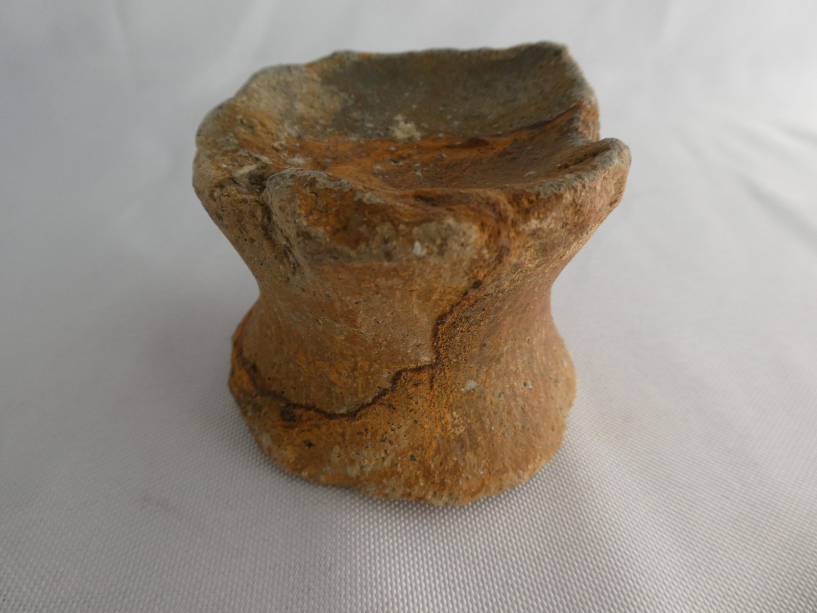 Japanese ancient clay bottom of a pot 3000 years old. Notice comb marks ...